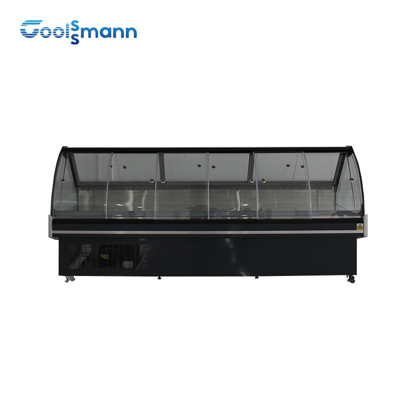 Supermarket Deli Display Refrigerator Cooked Food Curved Glass Case ...