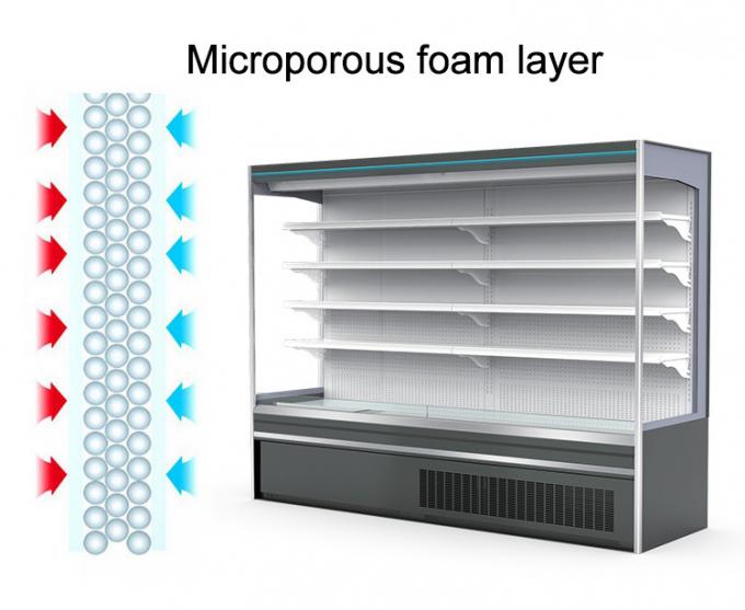 Food Open Showcase Chiller Supermarket Automatic Defrost Display Cabinet